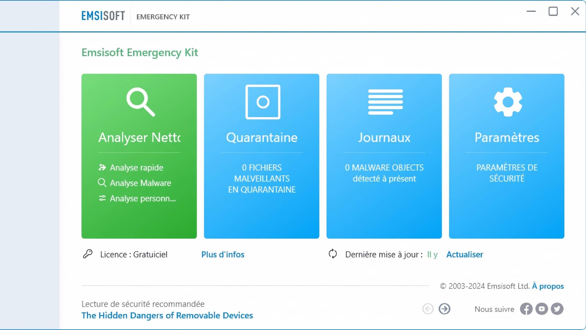 Emsisoft Emergency Kit : alternative gratuite, portable, de Malwarebytes
